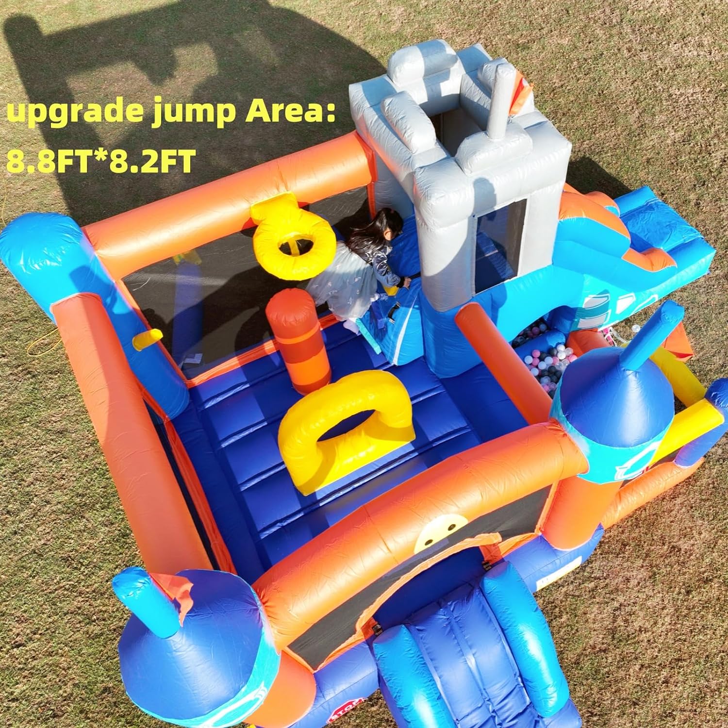 16FT x 12FT Commercial Inflatable Bounce House with Slides Obstacle ...