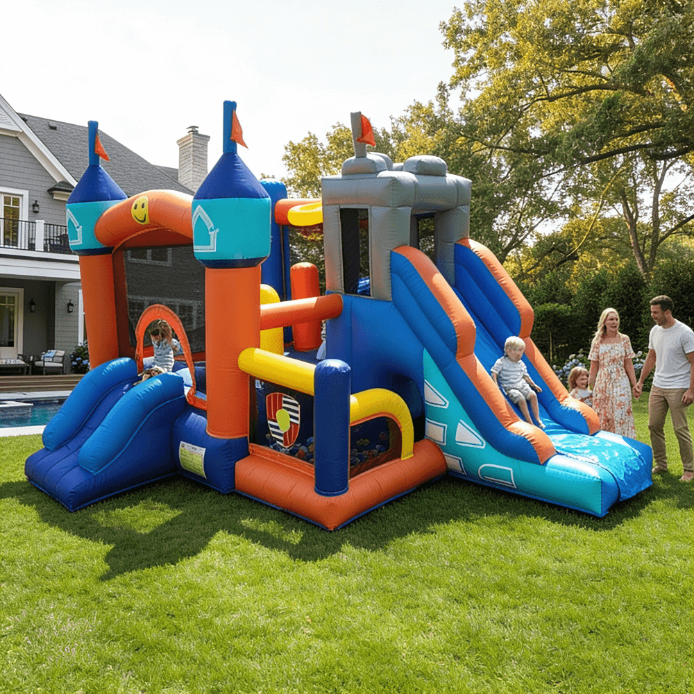 16FT x 12FT Commercial Inflatable Bounce House with Slides Obstacle ...