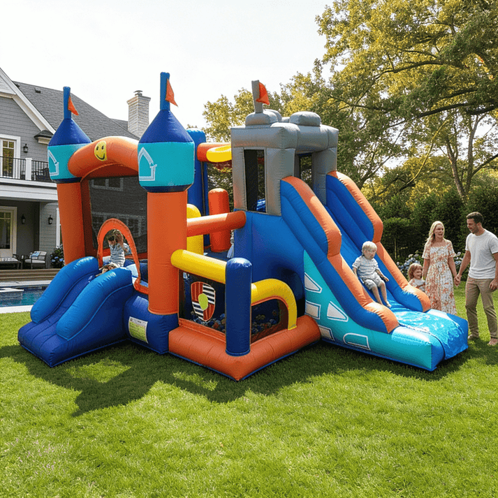 16FT x 12FT Commercial Inflatable Bounce House with Slides Obstacle ...