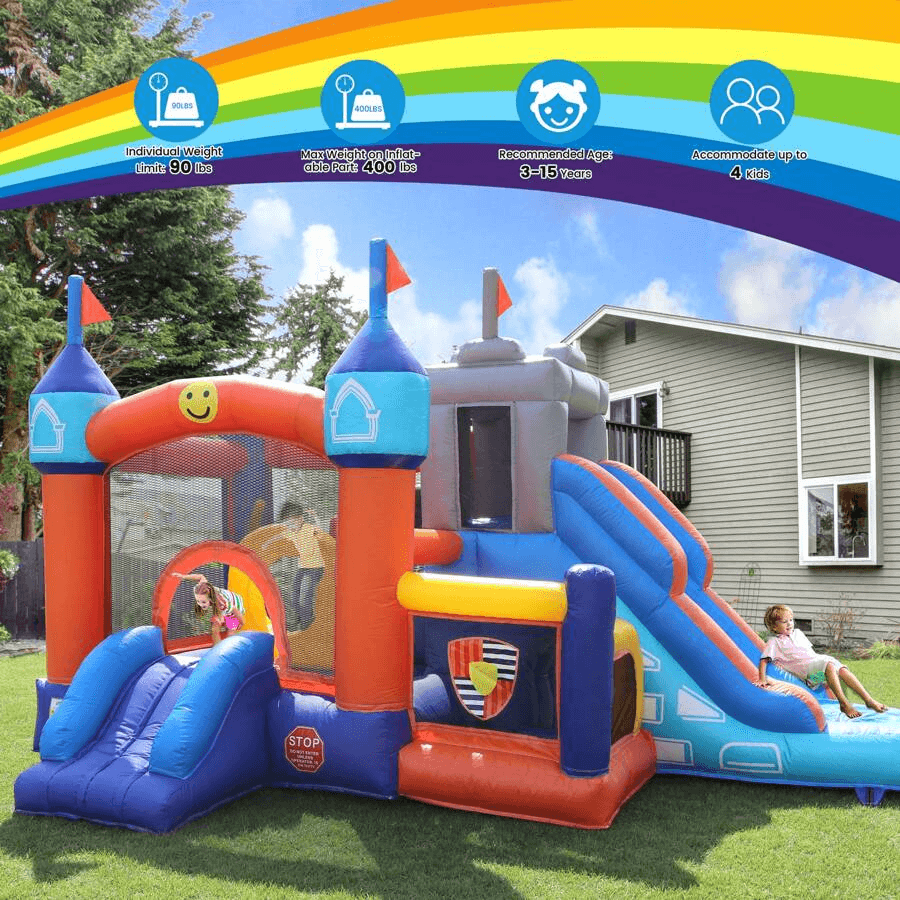 16FT x 12FT Commercial Inflatable Bounce House with Slides Obstacle ...