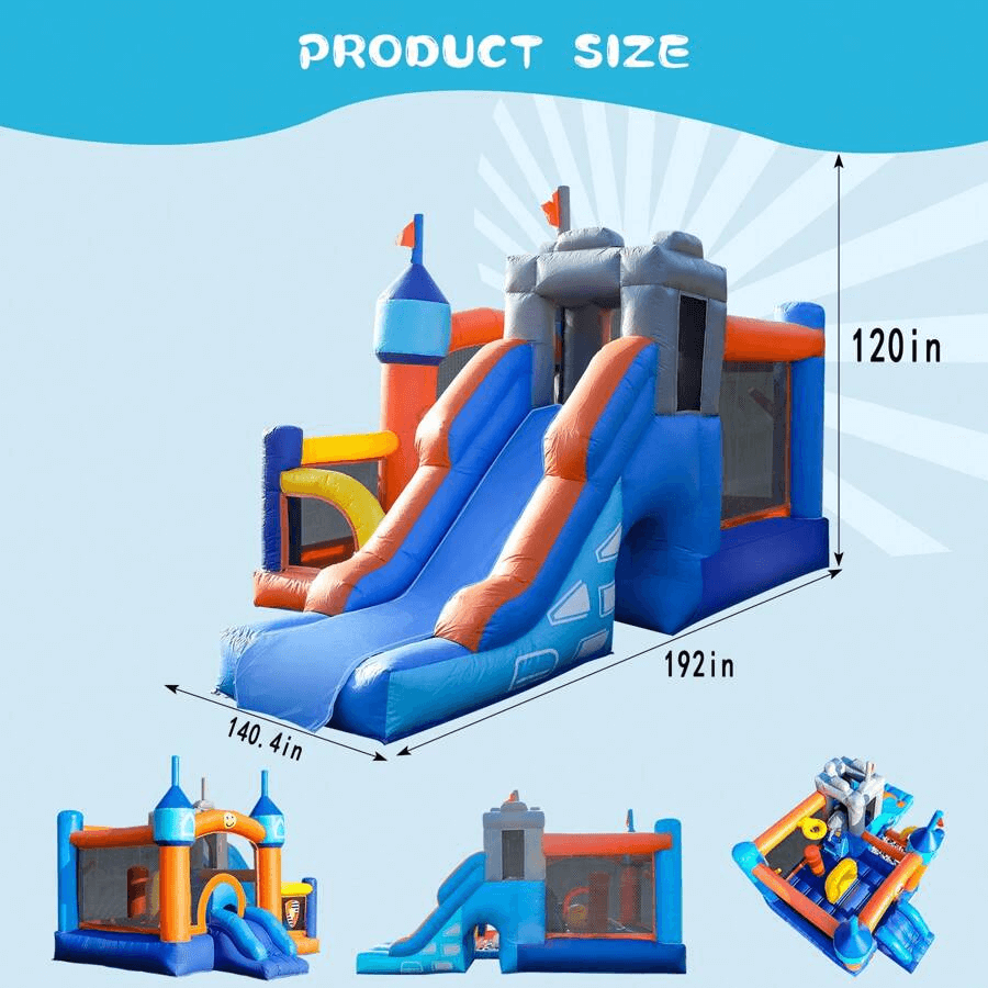 16FT x 12FT Commercial Inflatable Bounce House with Slides Obstacle ...