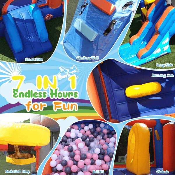 16FT x 12FT Commercial Inflatable Bounce House with Slides Obstacle ...