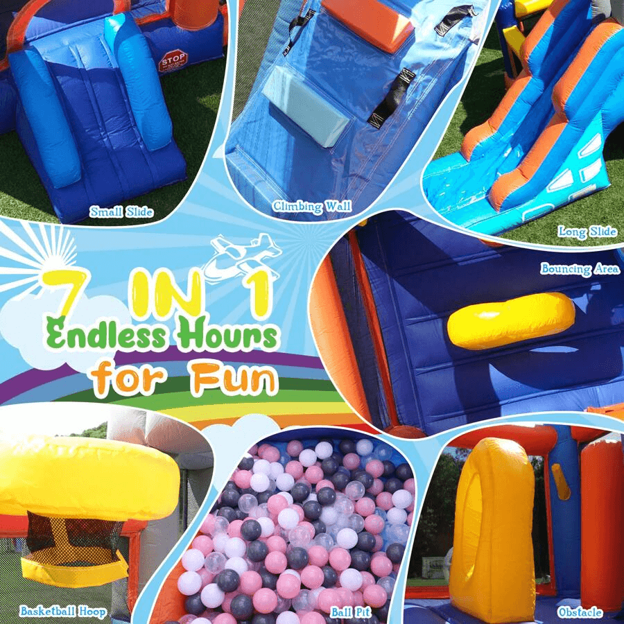 16FT x 12FT Commercial Inflatable Bounce House with Slides Obstacle ...