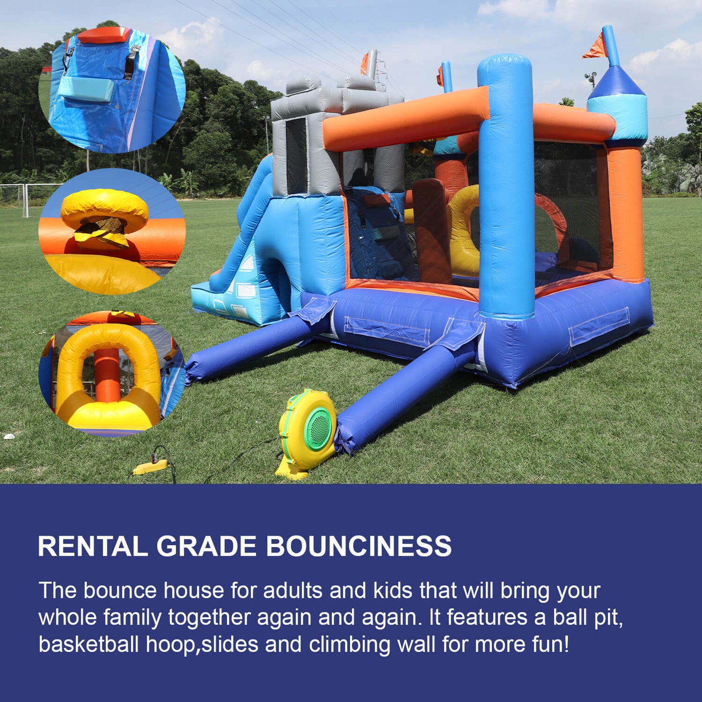 16FT x 12FT Commercial Inflatable Bounce House with Slides Obstacle ...